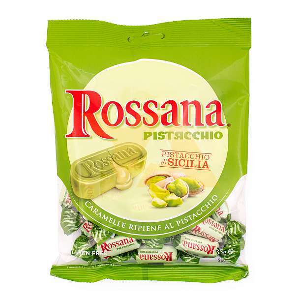 Конфеты карамельные с начинкой из фисташкового крема, ROSSANA, 0,135 кг ...